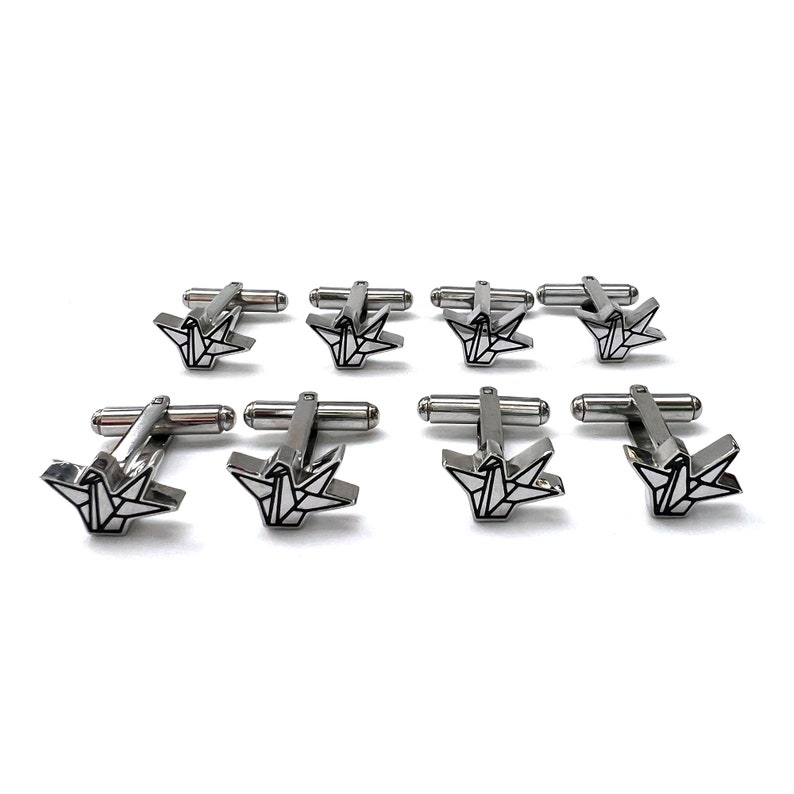 4 Pairs of Stylish Origami Crane Cufflinks - Etsy