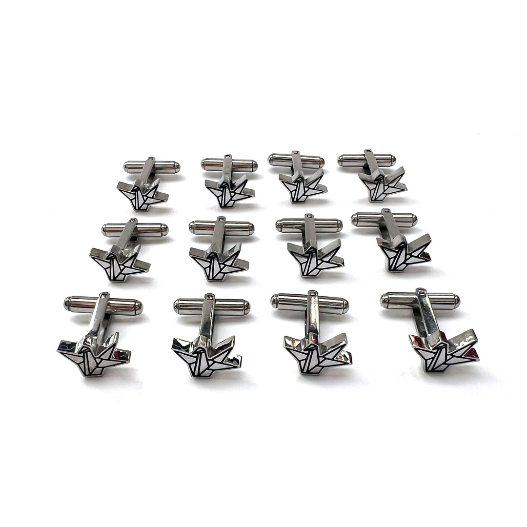 6 Pairs of Stylish Origami Crane Cufflinks - Etsy