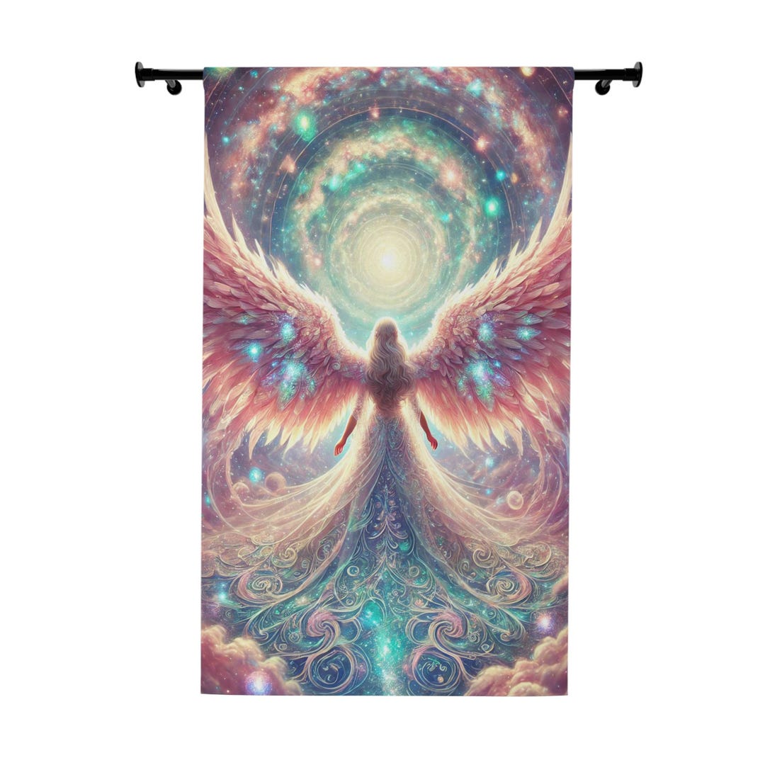 Celestial Angel Window Curtains, Spiritual Home Decor, Heavenly Drapes ...