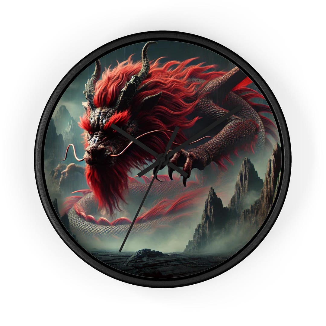 Mythical Dragon Wall Clock: Fantasy Home Decor, Unique Gift for Gamers ...