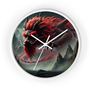 Mythical Dragon Wall Clock: Fantasy Home Decor, Unique Gift for Gamers ...