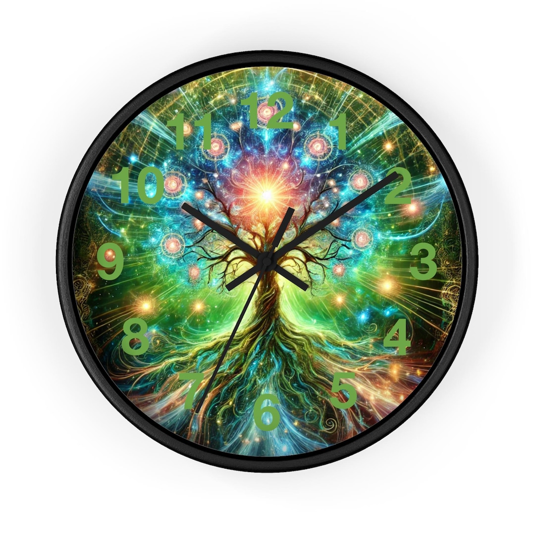 Mystical Tree of Life Wall Clock, Bohemian Home Decor, Vibrant Art ...