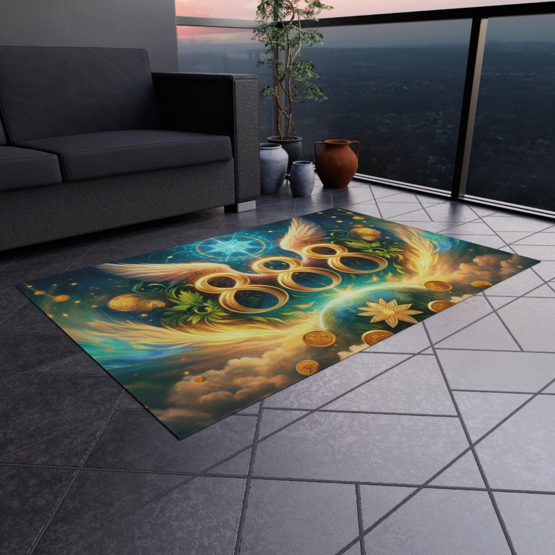 Mystical Angel Wings Outdoor Rug 888, Bohemian Patio Decor, Spiritual ...
