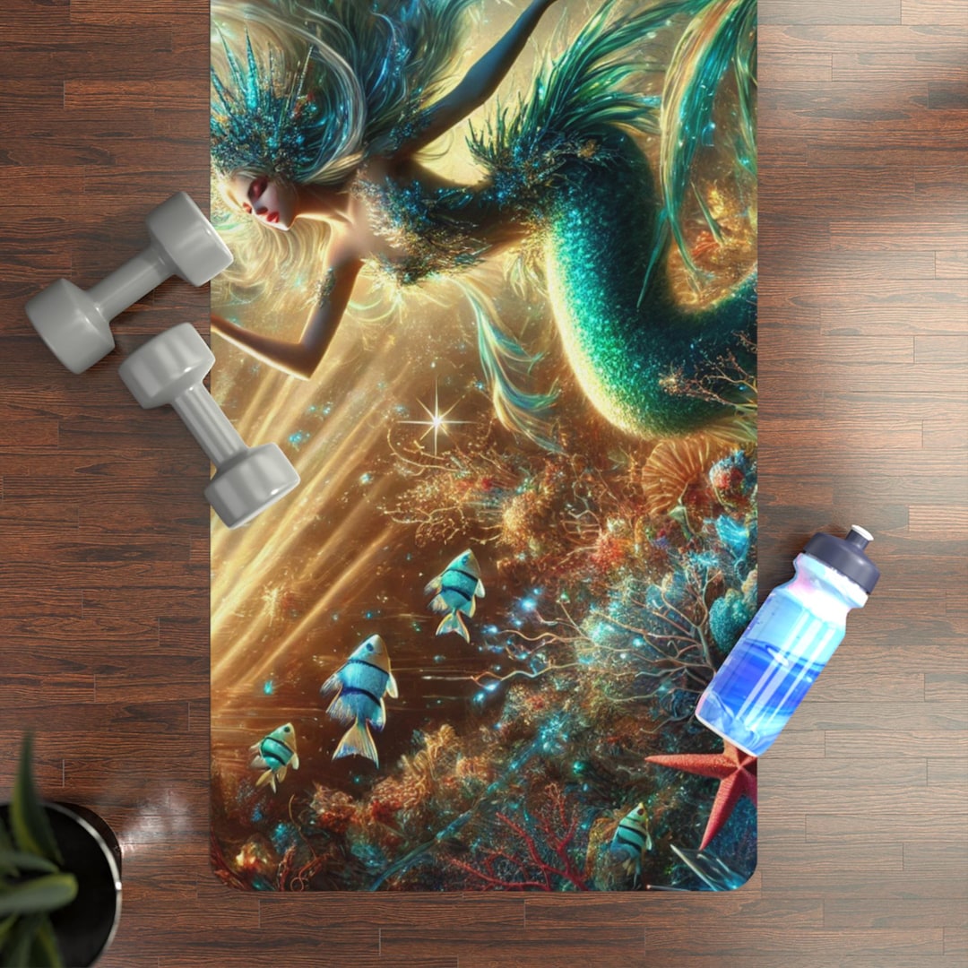 Mermaid Vibes Rubber Yoga Mat, Yoga Essentials, Fitness Gear ...