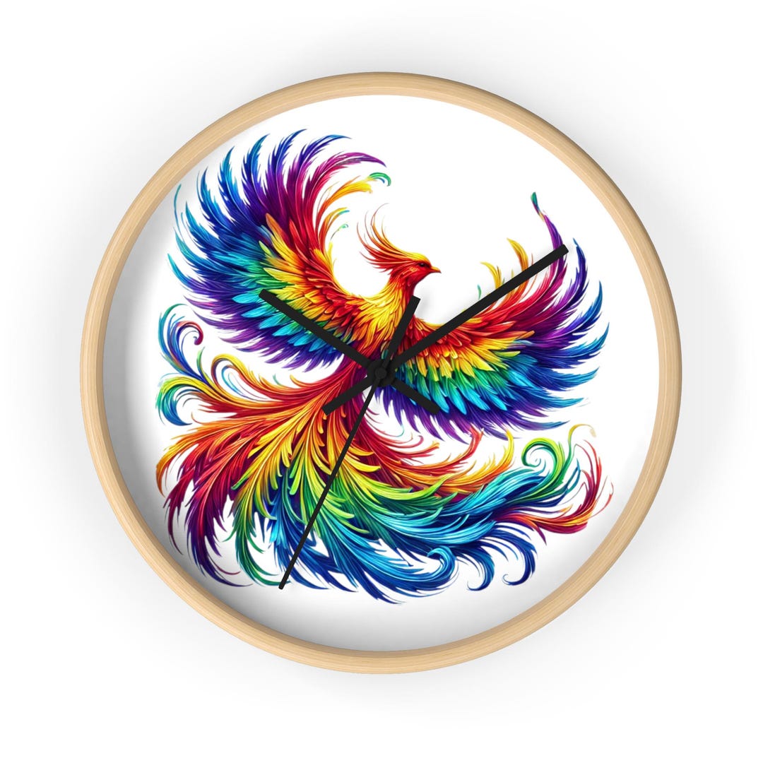Vibrant Phoenix Wall Clock Colorful Home Decor, Unique Gift, Artful ...