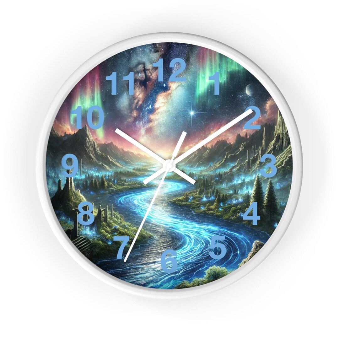 Dreamy Aurora Borealis Wall Clock Inspirational Nature Decor, Modern ...