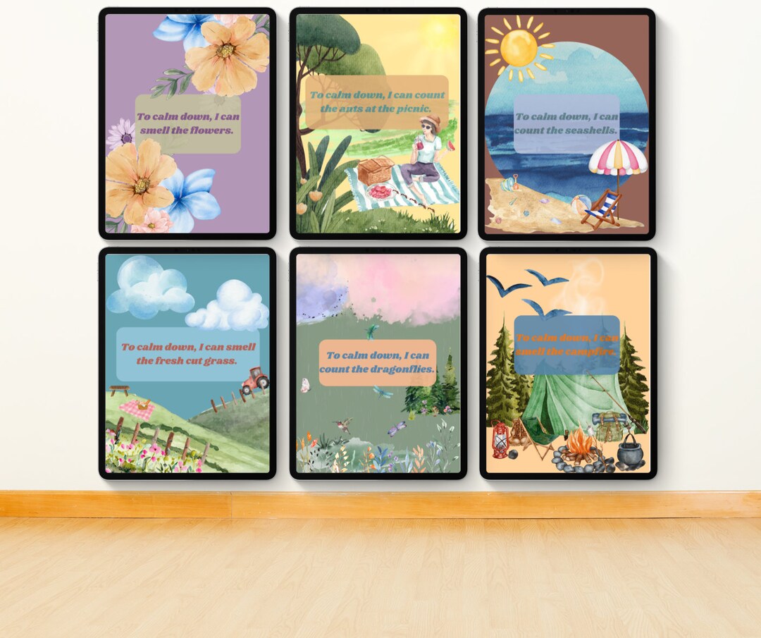 Calming Corner Posters- Set of 6- Nature Themed Sensory Room Coping ...