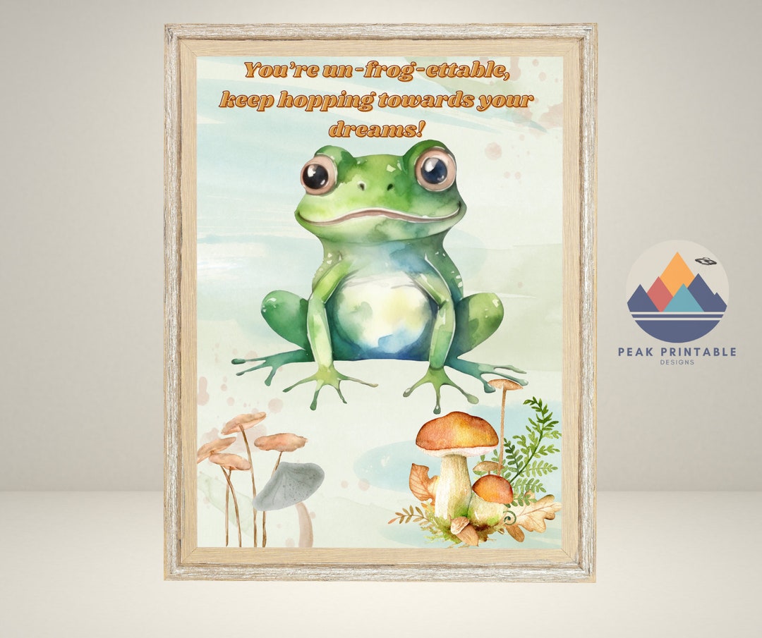 Motivational Frog Mystical Mushroom Fairytale Forest Art Print for ...