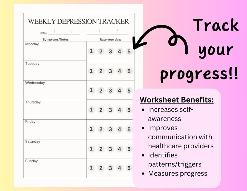 Weekly Depression Tracker Worksheet - Etsy