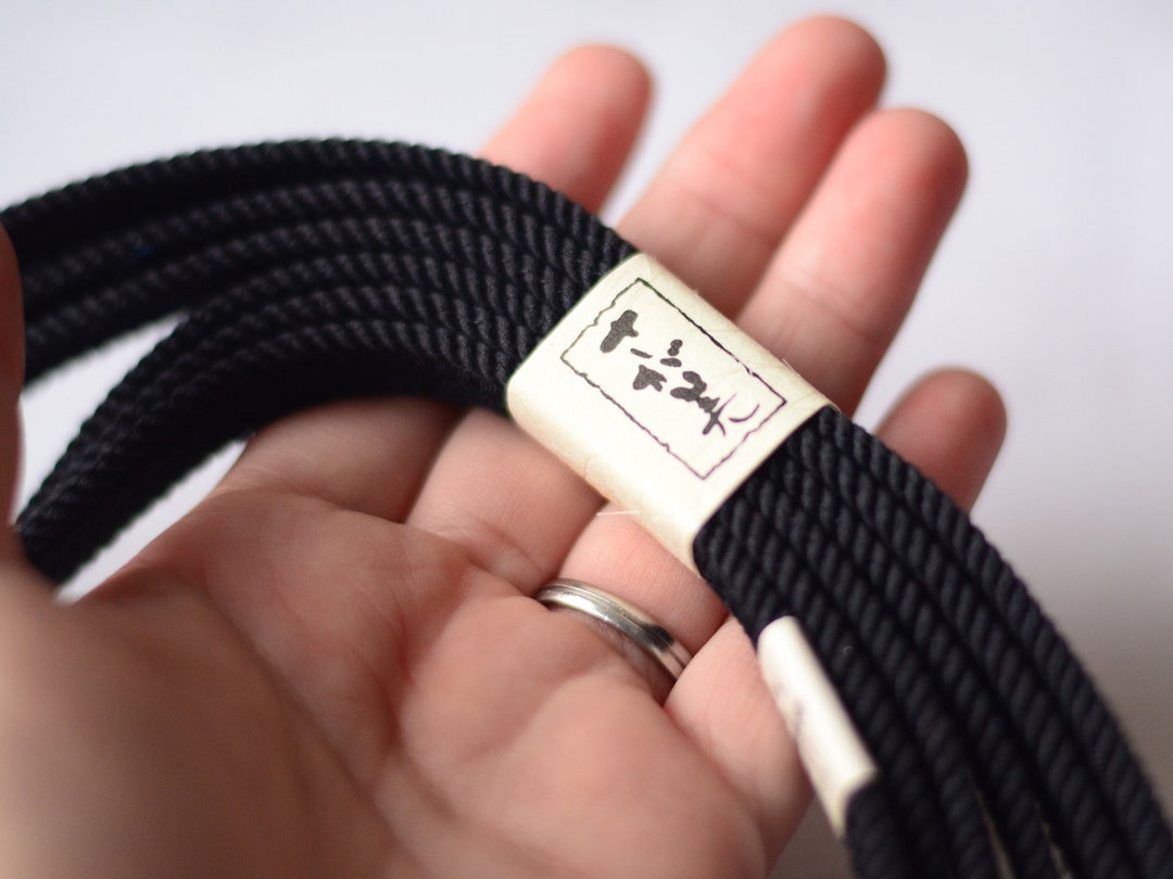 Vintage Japanese Kimono Obi-jime or Kimono Belt in Black With Flat ...