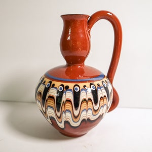Vintage Bulgarian Pottery Jug Vase Handmade Troyan Redware - Etsy