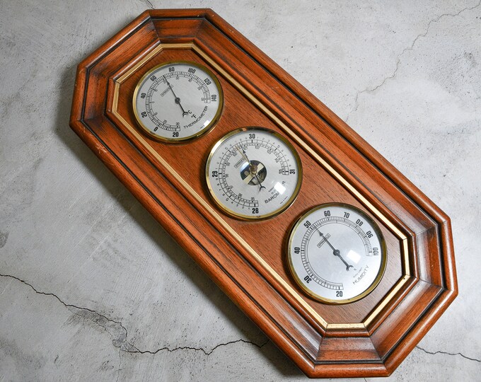 Vintage Thermometer Barometer Hydrometer Wall Hanging | Indoor Wood ...