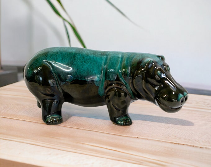 RARE Blue Mountain Pottery Hippo, Vintage Ceramic Hippopotamus ...