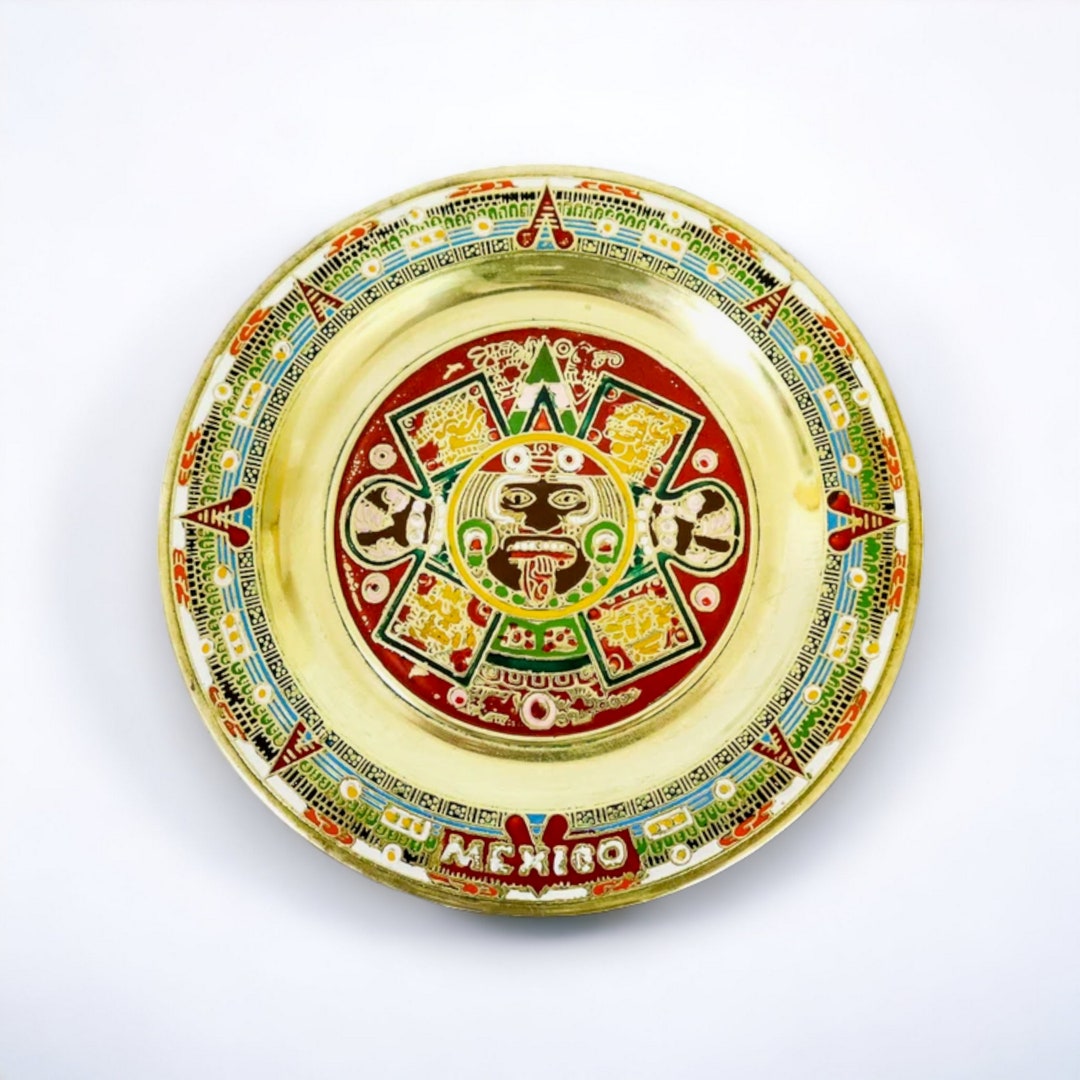 Mini Aztec Zodiac Plate Wall Hanging Vintage Brass Mexico Souvenir - Etsy