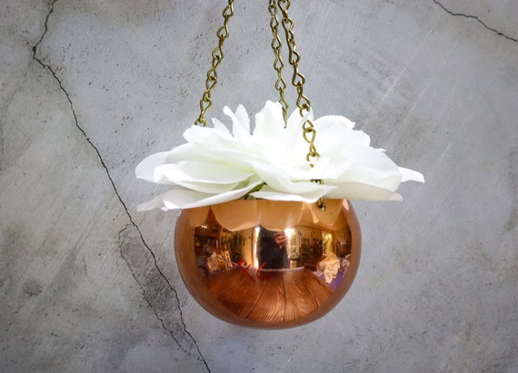 Mini Copper Hanging Planter Pot Bowl by Coppercraft Guild - Etsy