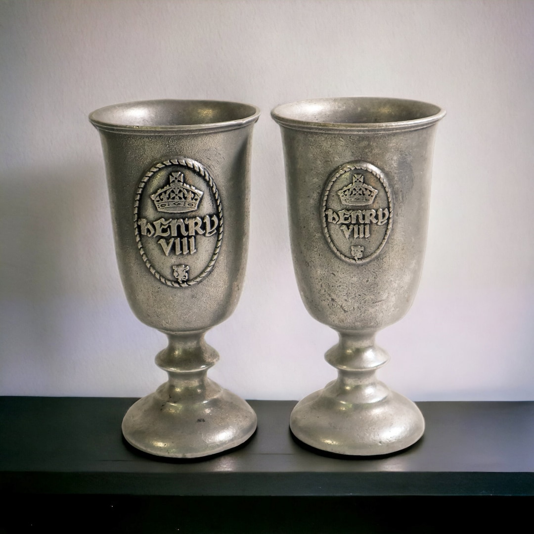 Vintage Pewter Goblet Set Henry VIII Medieval Wine Glasses - Etsy