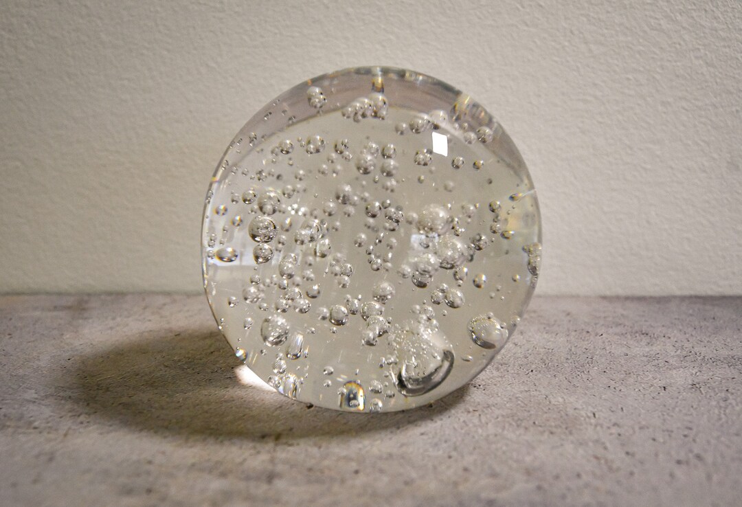 Crystal Glass Paperweight Clear Bubble Glass Vintage Orb - Etsy