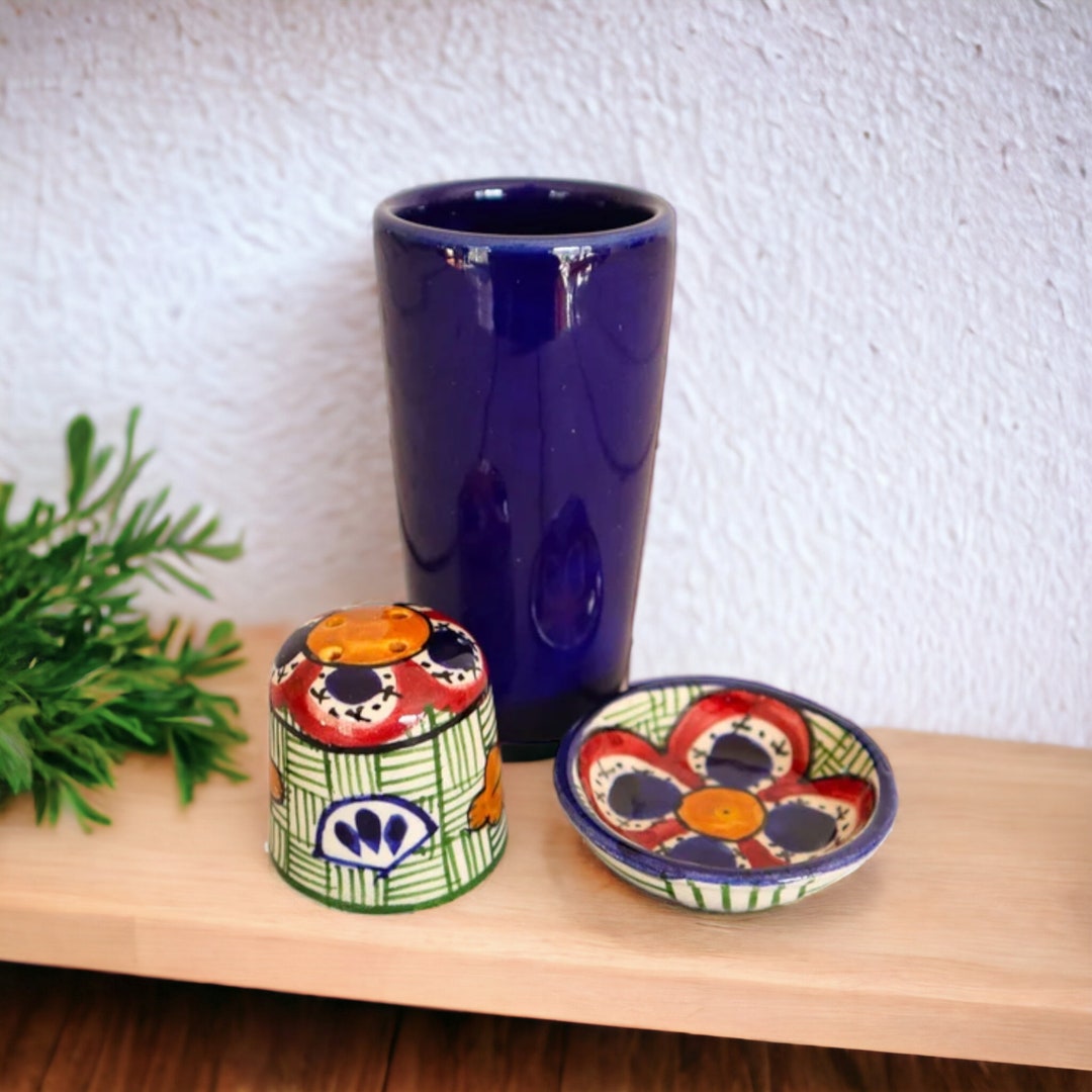 Mexican Pottery Shot Glass Vintage Handmade Tonala Ceramic Tequila Set ...