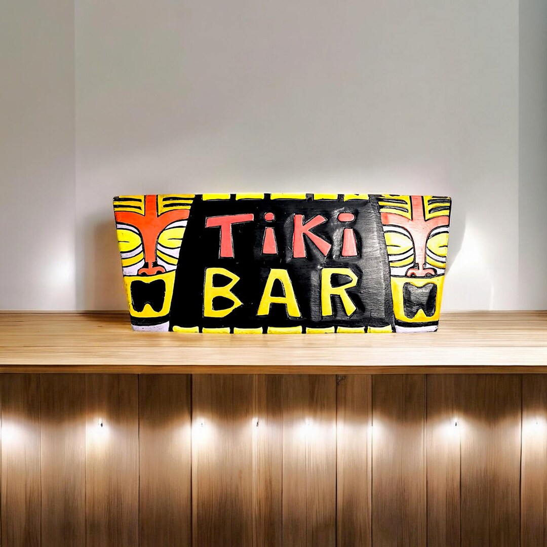 Hand Painted Wood Tiki Bar Sign Wall Hanging - Etsy