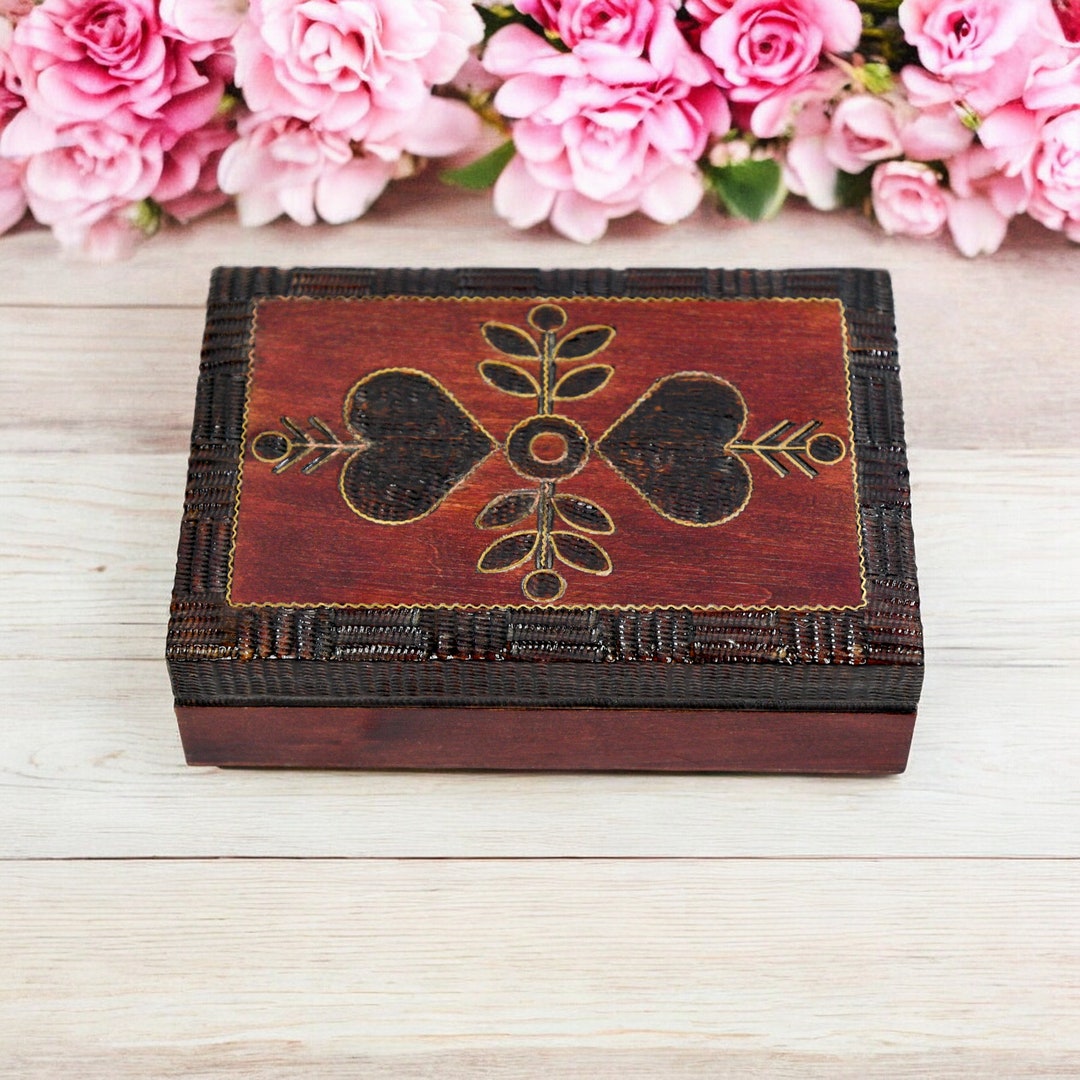 Carved Wood Box | Polish Folk Art | Vintage Handmade Stash Box - Etsy