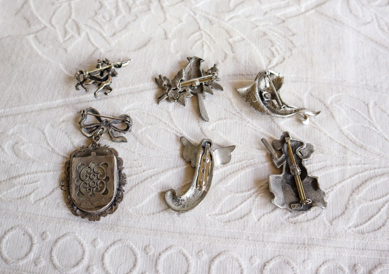 Pewter Brooch Lot Vintage Signed Pins - Etsy