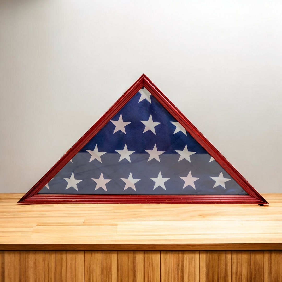 Wood Triangle Frame With Folded American Flag - Etsy