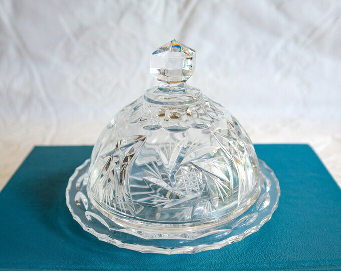 Pinwheel Crystal Butter Dish Vintage Glass Dome Food Cover - Etsy