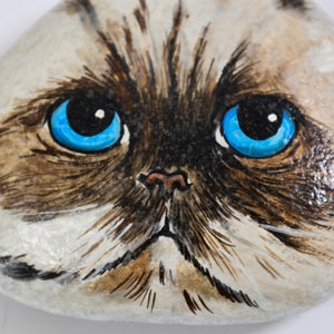 Hand Painted Rock Paperweight Persian Cat Painting on Stone Figurine - Etsy