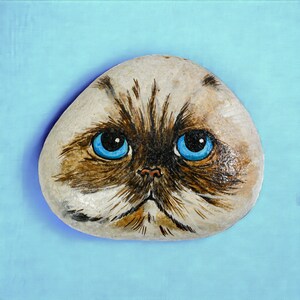 Hand Painted Rock Paperweight Persian Cat Painting on Stone Figurine - Etsy
