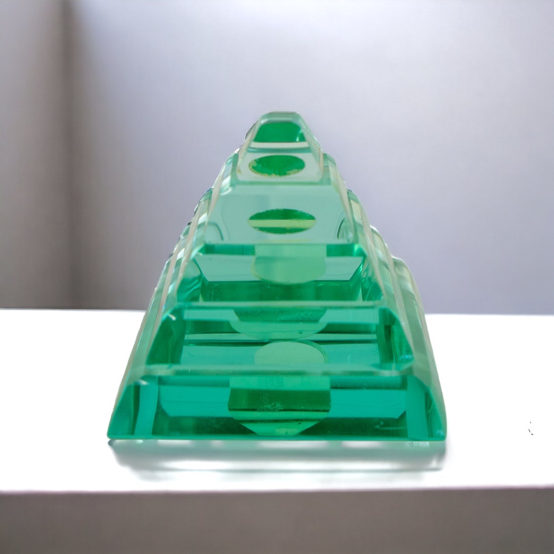 Aqua Glass Pyramid Sculpture Egyptian Paperweight Souvenir - Etsy