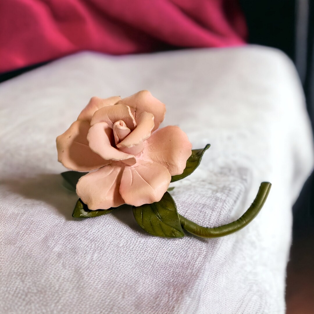Tooled Leather Flower Brooch Handmade Leather Pink Rose Pin - Etsy