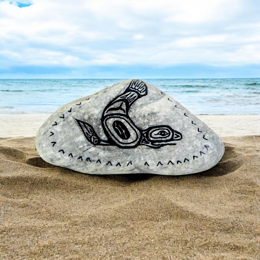 Hand-painted Rock Paperweight – "sea Lion" Indigenous Northwest Spirit ...