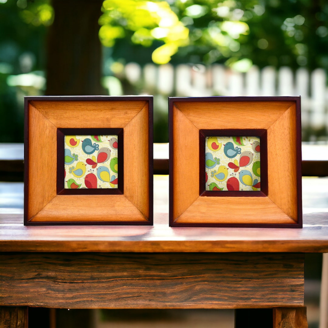 Square 3x3 Wood Picture Frame Set Vintage Wooden Photo Frames - Etsy