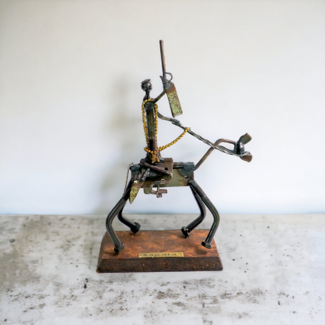 Steampunk Cowboy Junkyard Mixed Media Metal Art Sculpture Mid Century ...