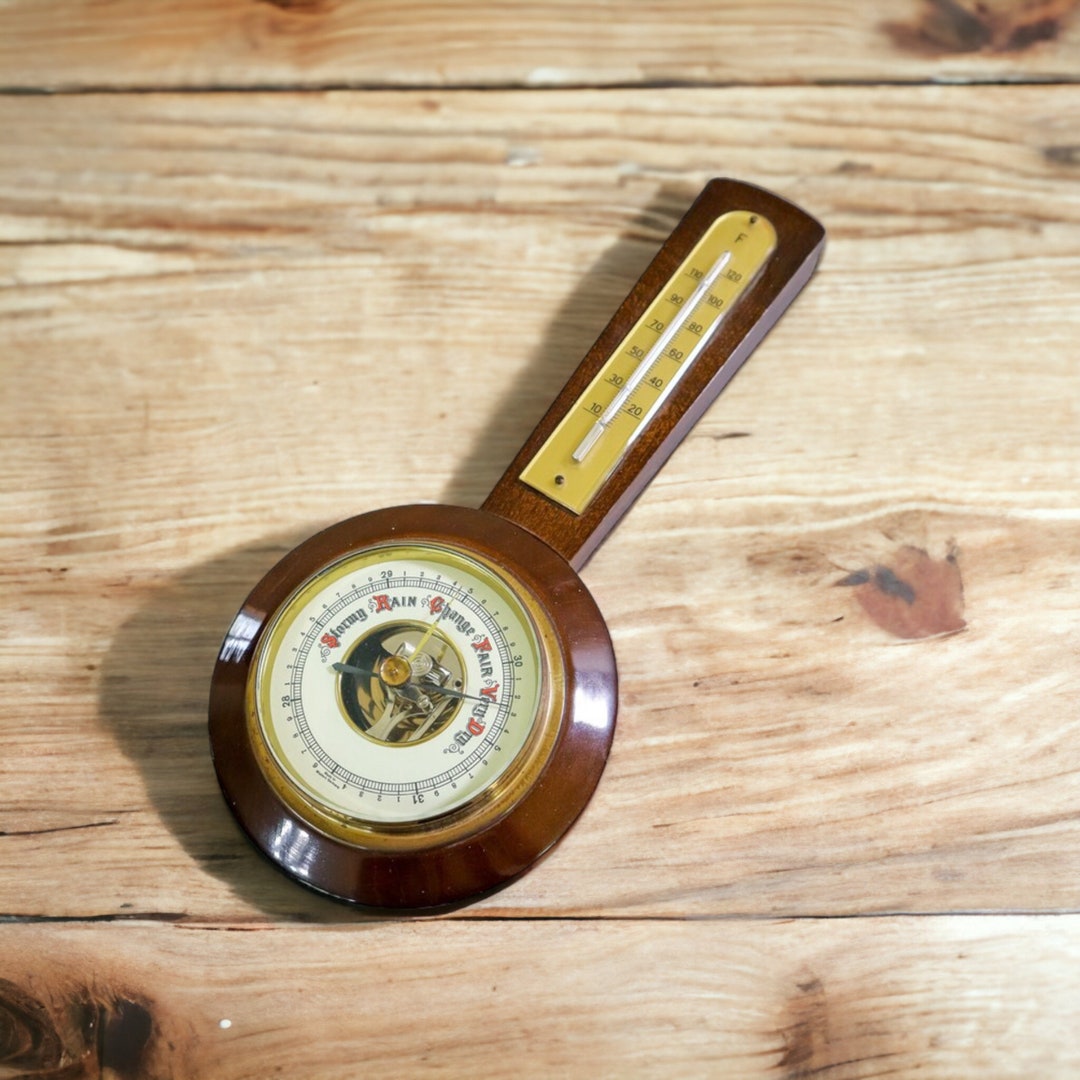 Vintage Thermometer Barometer Wall Hanging Indoor Wood - Etsy