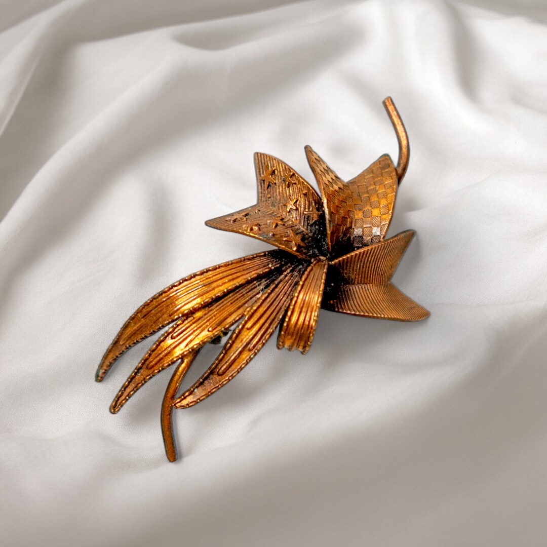 Vintage Copper Brooch Signed TRIAD | Mid Century Modern Pin - Etsy