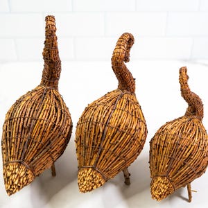 Vintage Tamarack Twig Birds, Handmade Cree Goose Duck Family Native ...