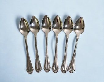 Vintage Grapefruit Spoons Set of 9 Serrated Stainless Steel Fruit ...