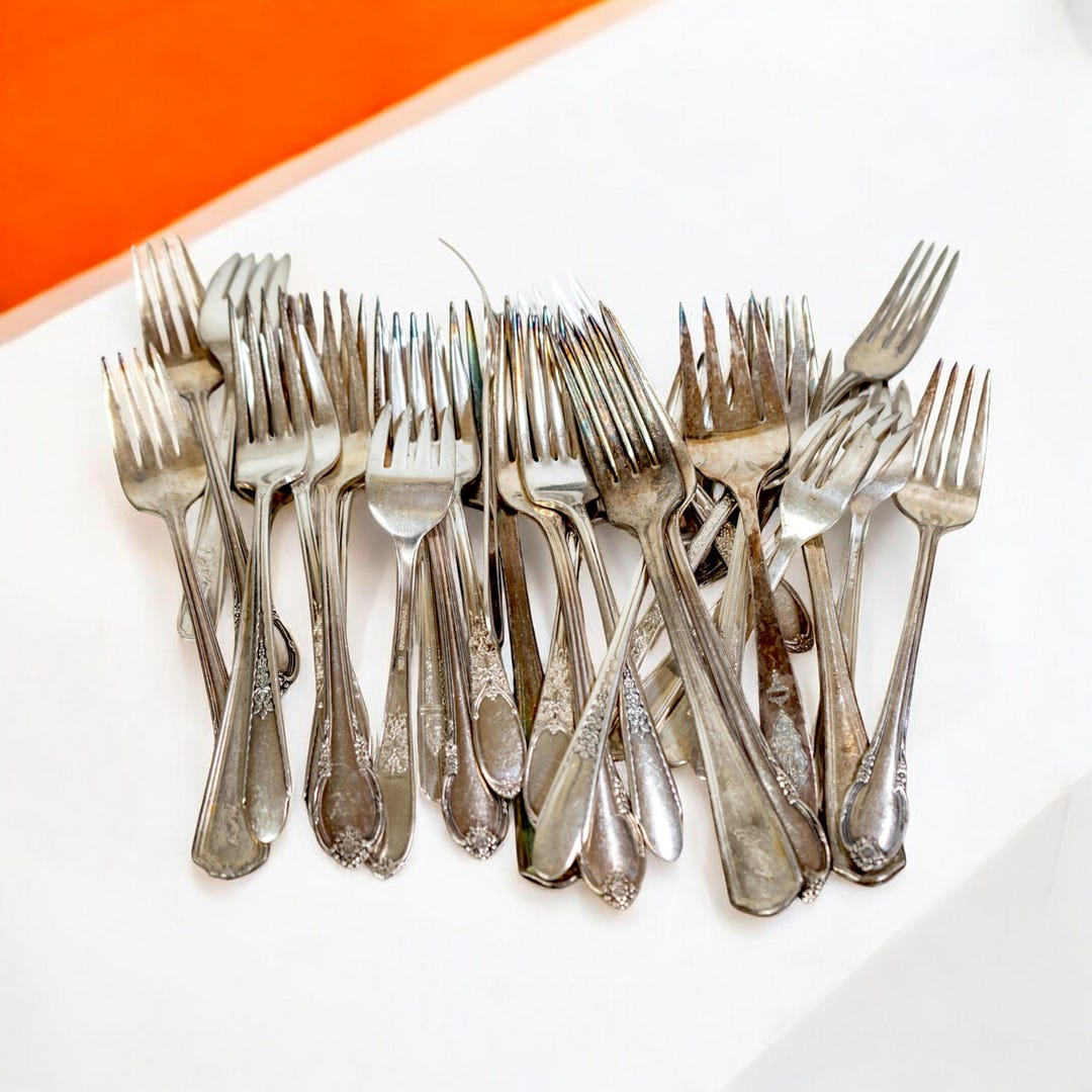 Vintage Silver Plated Fork Lot, Crafting Forks, Shabby Antique Jewelry ...