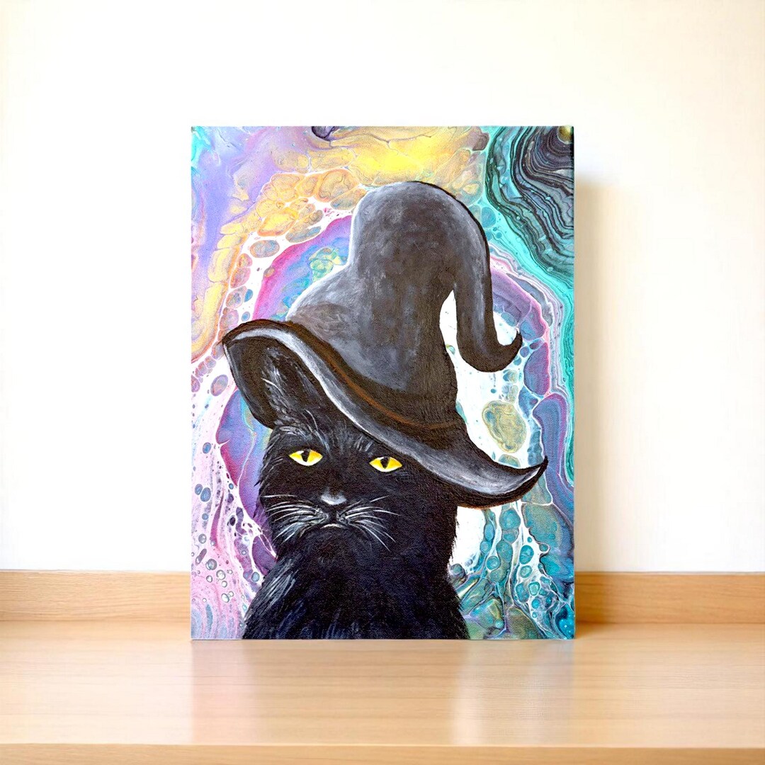Mysticat – Original Fluid Art Cat Painting on 12x16 Canvas - Etsy