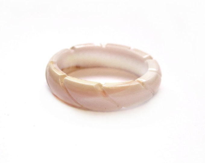 Hand Carved Pink Shell Band Ring Size 8 - Etsy