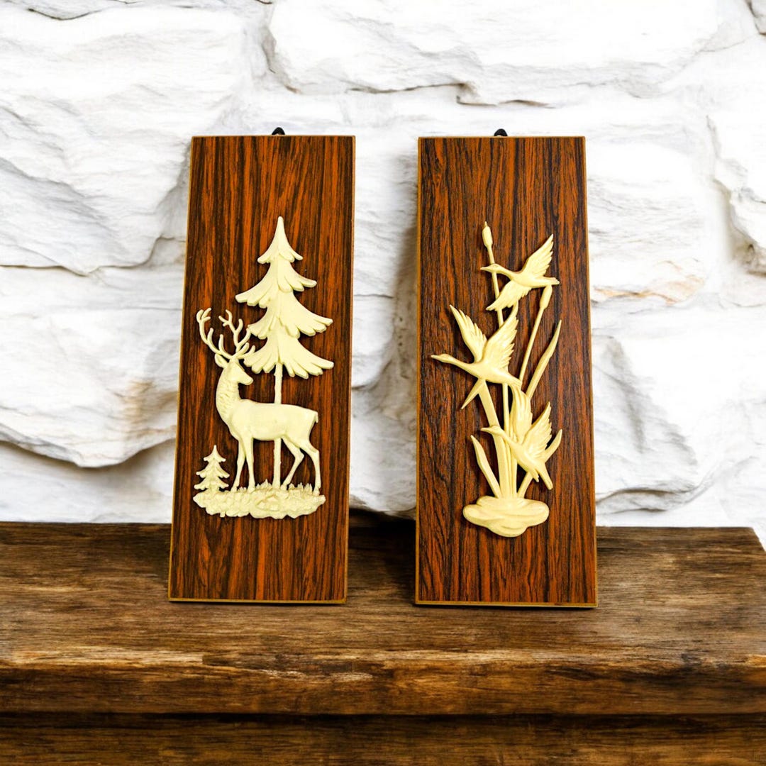 Vintage German Wall Hangings – Woodland Deer & Geese – 10.5” X 3.75” - Etsy