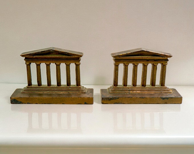 Antique Cast Iron Bookends, Edwardian Neo-classical Greek Roman Column ...