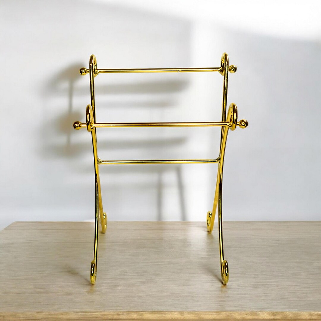 Brass Towel Rod Rack, Gold Metal Hand Towel or Washcloth Holder Stand ...