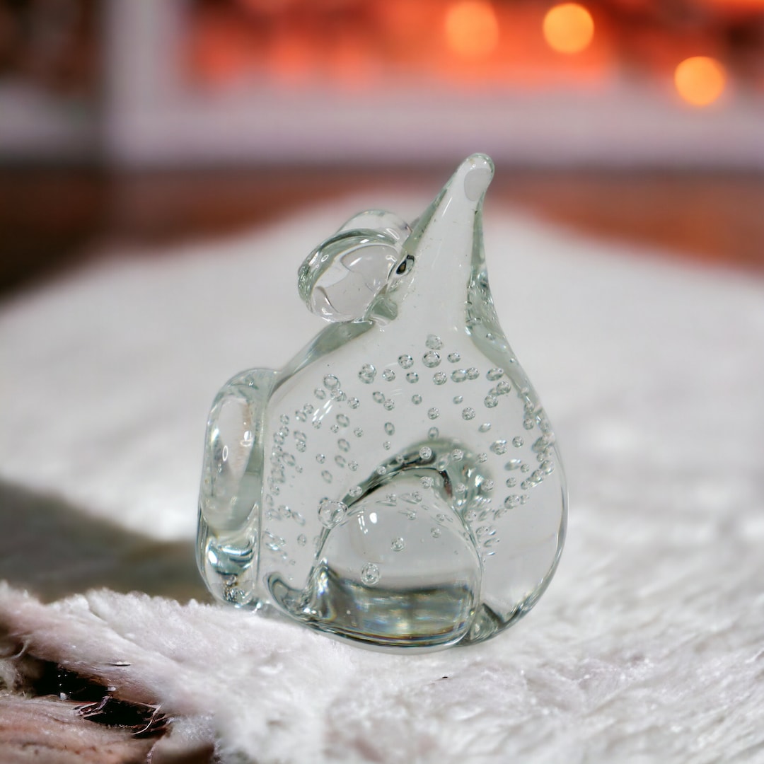 Vintage Art Glass Mouse Clear Glass Bubble Figurine Paperweight - Etsy