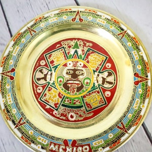 Mini Aztec Zodiac Plate Wall Hanging Vintage Brass Mexico Souvenir - Etsy