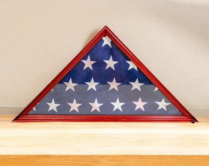 Wood Triangle Frame With Folded American Flag - Etsy