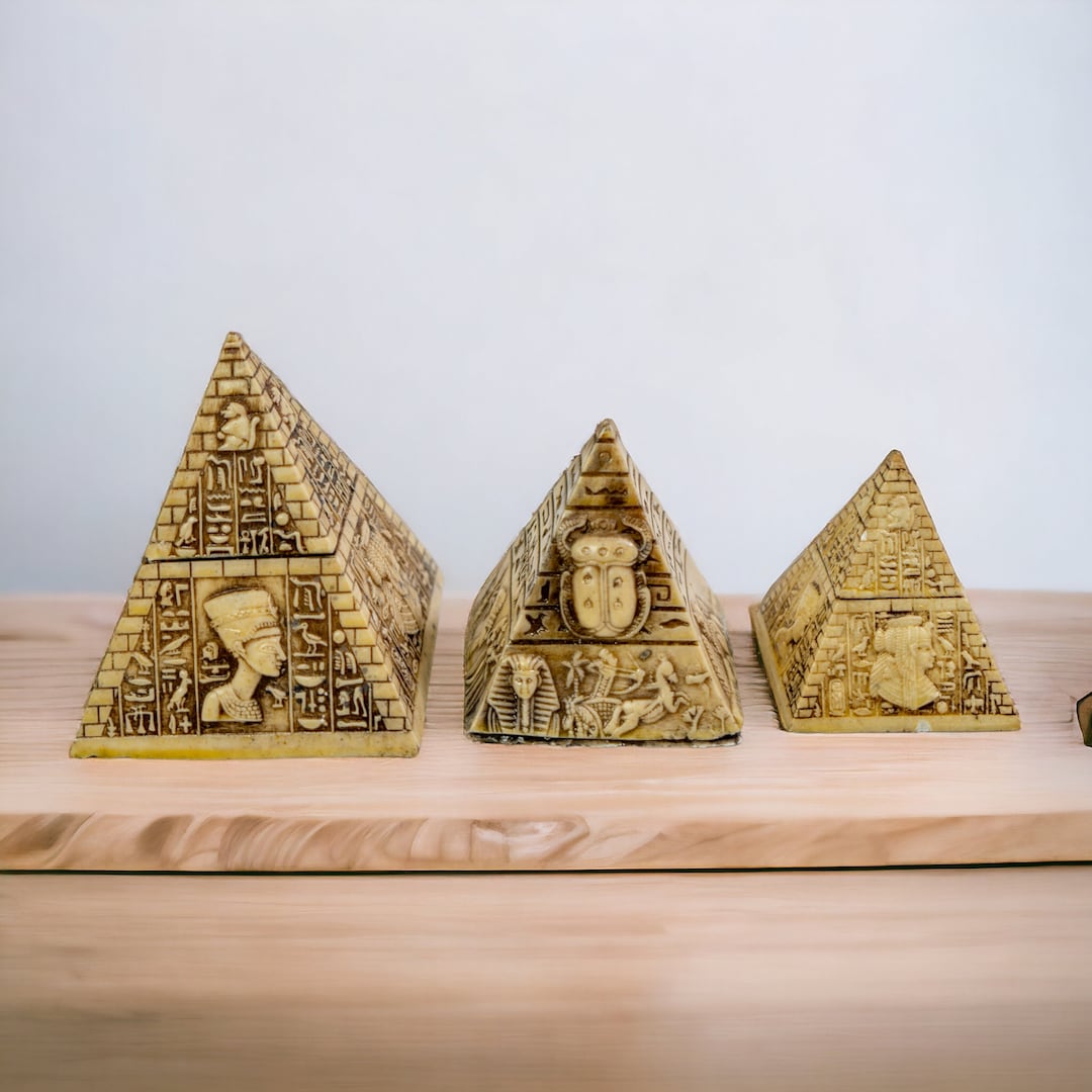 Vintage Hard Resin Pyramid Sculptures | Egyptian Paperweight Souvenirs ...