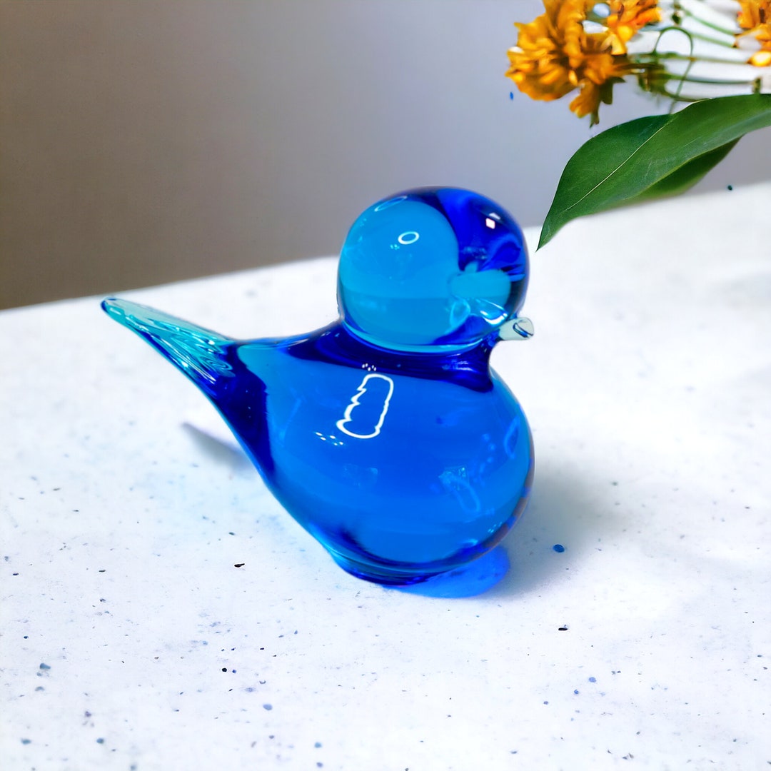 Art Glass Blue Bird of Happiness, Vintage Bluebird Figurine - Etsy