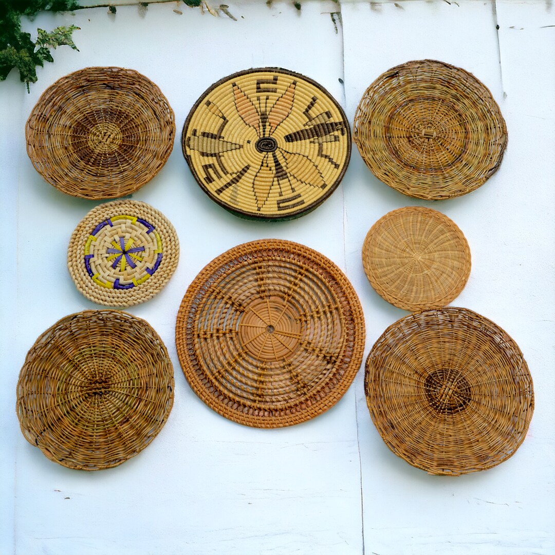 Vintage Basket Wall Lot Trivets Coil Wicker Baskets - Etsy
